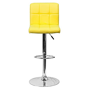 KLS14 Modern Design Barstools Hight Adjustable Seat Hydraulic 360-Degree Swivel Sturdy Steel Frame Padded Cushion Seat Dining Chair Bar Pub Stool Home Office Furniture - Set of 2 Yellow #1974