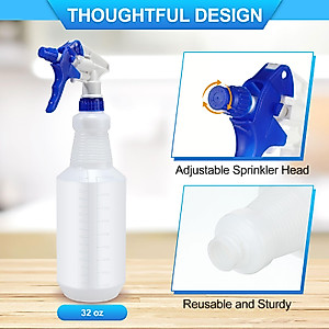 Eaasty 12 Pcs Plastic Spray Bottle 32 oz Bulk Heavy Duty Leakproof Spraying Bottles Empty Mist and Stream Mode Misting Spray Bottles with Adjustable Nozzle and Measurements for Cleaning Planting Pet