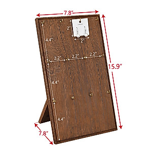 Ikee Design Wooden Jewelry Display Stand with 12 hooks, Earring Display with Hooks, Bracelet, Earring, Keychain Stand for Selling,7.8W x 7.8D x 15.9H in, Brown Color