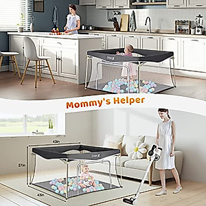 Foldable Playpen, Dripex Baby Playpen with Mat, Collapsible Baby Playpen, Playpen for Babies and Toddlers, 43" x 43" Baby Play Yard for Indoor&Outdoor