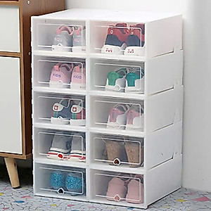 YWHGPI2014 Transparent shoe box 12pack (white) Shoes Organizers Plastic Thickened Foldable Dustproof Storage Box Combined Shoe Cabinet