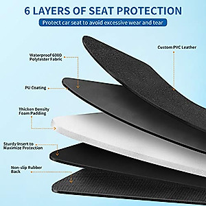 Car Seat Protector, 2 Pack Large Car Seat Protectors for Child Baby Car Seat with Organizer Pockets, Thick Padding Waterproof Car Seat Protector, Auto Vehicle Leather Seats Dog Mat Cover Pads, Black