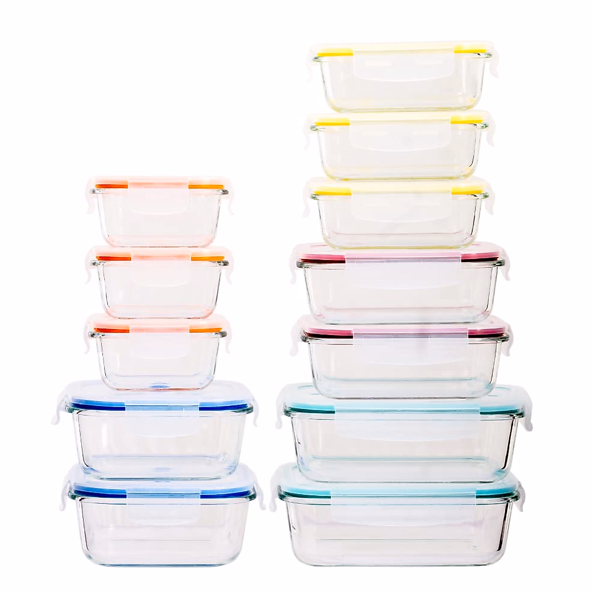 Imperial Home 24 Pc Glass Storage Containers with Lids, Food Storage Container Set, Kitchen Organization, Meal Prep, Airtight Lock Lid, Reusable, Freezer & Microwave Safe, BPA Free