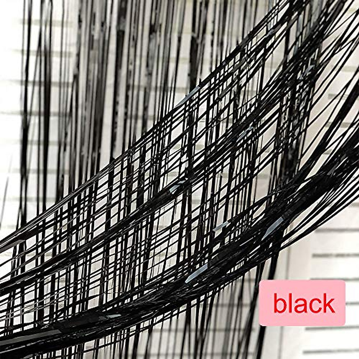 Black Backdrop Curtain for Party Supplies - 6.5x8.2ft, Pack of 2 | LILF Black Tinsel Foil Fringe Curtain Streamers for Birthday Party Halloween Graduation Decoration Black Photo Booth Backdrop Props