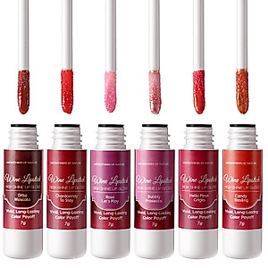 RTBYUE 6 PCS Hydrating Lip Gloss set, Red Wine Bottle Plumping Lifter Lipgloss, Glitter Moisturizing Lip Glow Oil, Long Lasting Tint Lip Stain, Natural Lip Plumper Balm (2-Generation)