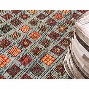 Unique Loom Fars Collection Modern Classic Geometric Tribal Inspired Design Area Rug, Rectangular 7' 1" x 10' 0", Light Blue/Navy Blue