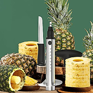 Newness Pineapple Corer with Knife, [Upgraded, Electric & Manual] Stainless Steel Fruit Pineapple Cutter with Electric Drill Accessory, Pineapple Slicer Core Remover Kitchen Tool with Measure Mark