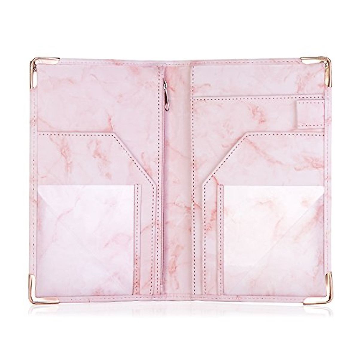 Sonic Server Marble Style Deluxe Server Book for Restaurant Waiter Waitress Waitstaff | Millennial Pink | 9 Pockets Includes Zipper Pouch with Pen Holder | Holds Guest Checks, Money, Order Pad