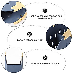 OSALADI Plastic Silverware Caddy Organizer Countertop Utensil Holder with Strawberry Design Knives Forks Spoons Organizer for Kitchen Dining Entertaining Picnics Blue