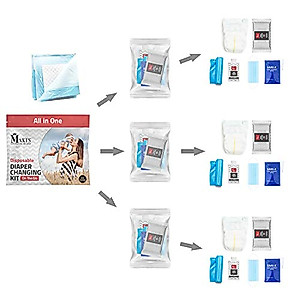 Maki's Disposable Diaper Changing Kit to Go | Contains 3 Individual Packs | Perfect for Travel | Portable Baby Changing Essentials (Size 3)