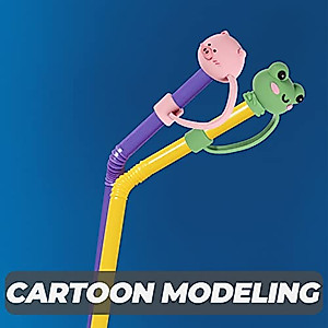 ABOOFAN 6pcs Silicone Straw Tips Covers Lovely Animals Drinking Straw Tips Reusable Rabbit Straw Toppers Dinosaurs Straw Plugs Caps for Easter Hawaii Kids Party Decor