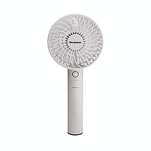 Brookstone Portable Mini Personal Fan with Power Bank | USB Rechargeable 2600mAh Battery | Handheld Desk Fan | Whisper Quiet 5-Speed