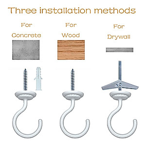 Lizntiate Ceiling Hook Large Swag Heavy Duty Hook with Hardware for Hanging Plants Ceiling Easy Installation Cavity Wall Dry Wall Indoor & Outdoor (2 Sets White)