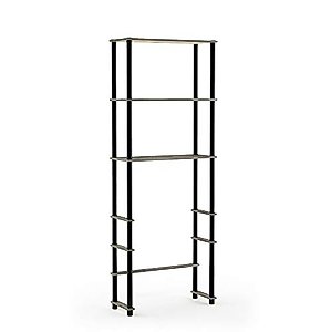 Furinno Turn-N-Tube with 3 Shelves Toilet Space Saver, French Oak Grey/Black
