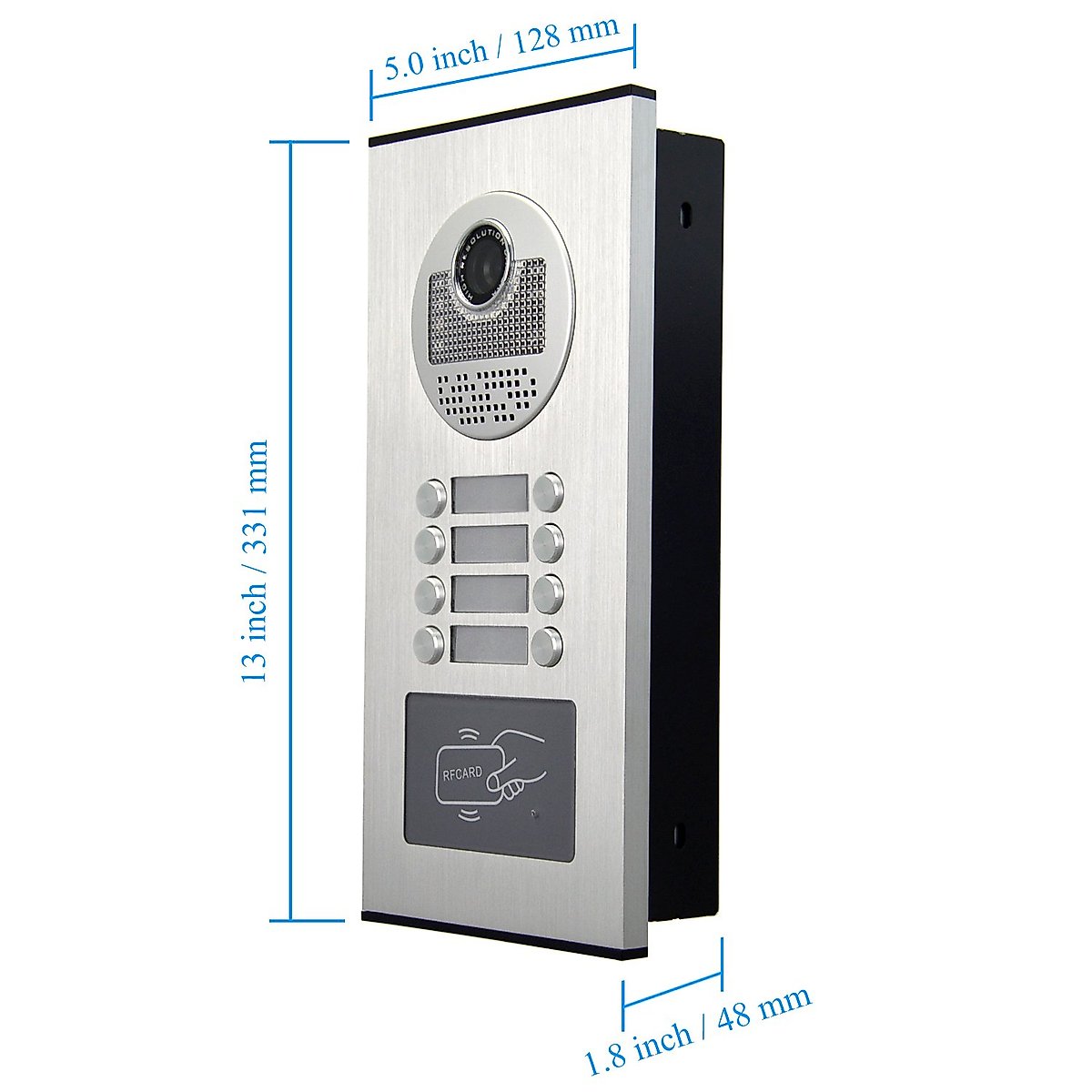 AMOCAM 8 Units Apartment Intercom System, Video Intercom Video Door Phone Kit, HD Camera 7" Monitor with ID keyfobs Unlock for 8 Household or Office