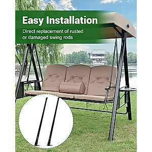 31.5inch/80cm Garden Swing Replacement Rods(2PCS), Metal Material, Black Powder Coating Round Rods, Fit for Hanging Swing Seat to Frame