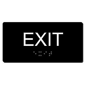 ADA Compliant Tactile Exit Sign (3" X 6" Black/White)