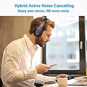 ABVANC Hybrid Active Noise Cancelling Headphones Wireless Over Ear Bluetooth Headphones, Hi-Res Audio, Deep Bass, Comfortable Fit, for Travel Home Office
