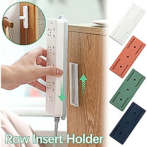 Power Strip Holder, Adhesive Punch Free Socket Holder, Self Adhesive Power Strip Mount, Surge Protector Mount Punch Free Cable Management System (E-4PC)