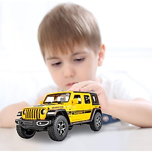 BDTCTK Off-Road 7 Door for Wrangler Diecast Toy Car Model, 1/22 Scale Metal Alloy Vehicle for Kids Boys Girls Adults, Doors Open, Light and Sound, Gifts Yellow