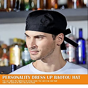 FERCAISH Japanese Chef Hat Cooking Hats, Unisex Adjustable Dirt-Resistant Kitchen Cooking Chef Cap for Kitchen Cooking Service (Black)