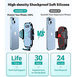 VICSEED Car Phone Holder Mount [All-Round Silicone Protection][Doesn't Slip&Drop] Air Vent Cell Phone Holder for Car Hands Free Easy Clamp Cradle in Vehicle Fit All iPhone Samsung Android Smartphone