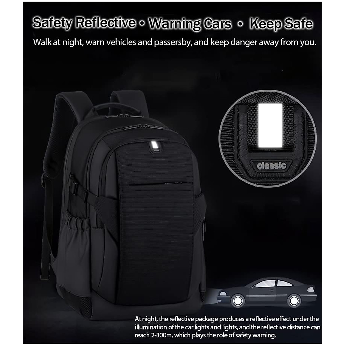 Dec-Mec Laptop Backpack,Travel/Business/ School Multi-Compartment Backpack - Anti Theft Waterproof Backpack with Charging Port for mn