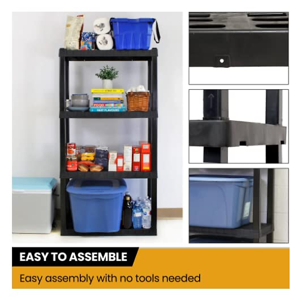 4-Shelf Adjustable, Heavy Duty Storage Shelving Unit (150 lbs Loading Capacity per Shelf), Organizer Rack, Black 56" H x 14" D x 30" W