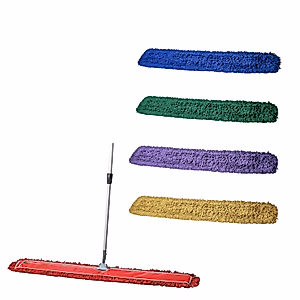 48 Inch Red Dust Mop with Metal Handle and 48 Inch Dust Mop Refill Bundle - 1 Mop Sets and 4 Refills