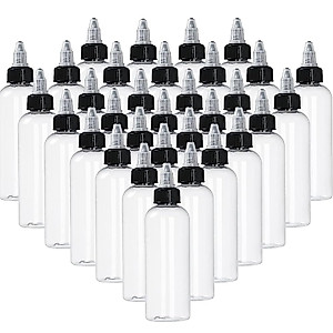 HUIZHU 10Pcs 2oz/60ml Plastic Dispensing Bottles with Twist Top Cap Boston Round LDPE Bottles,Twist Top Squeeze Bottles for Crafts,Kitchen,Household(60ml)