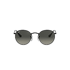 Ray-Ban RB3447N Round Flat Lens Sunglasses, Black/Light Grey Gradient Dark Grey, 53 mm