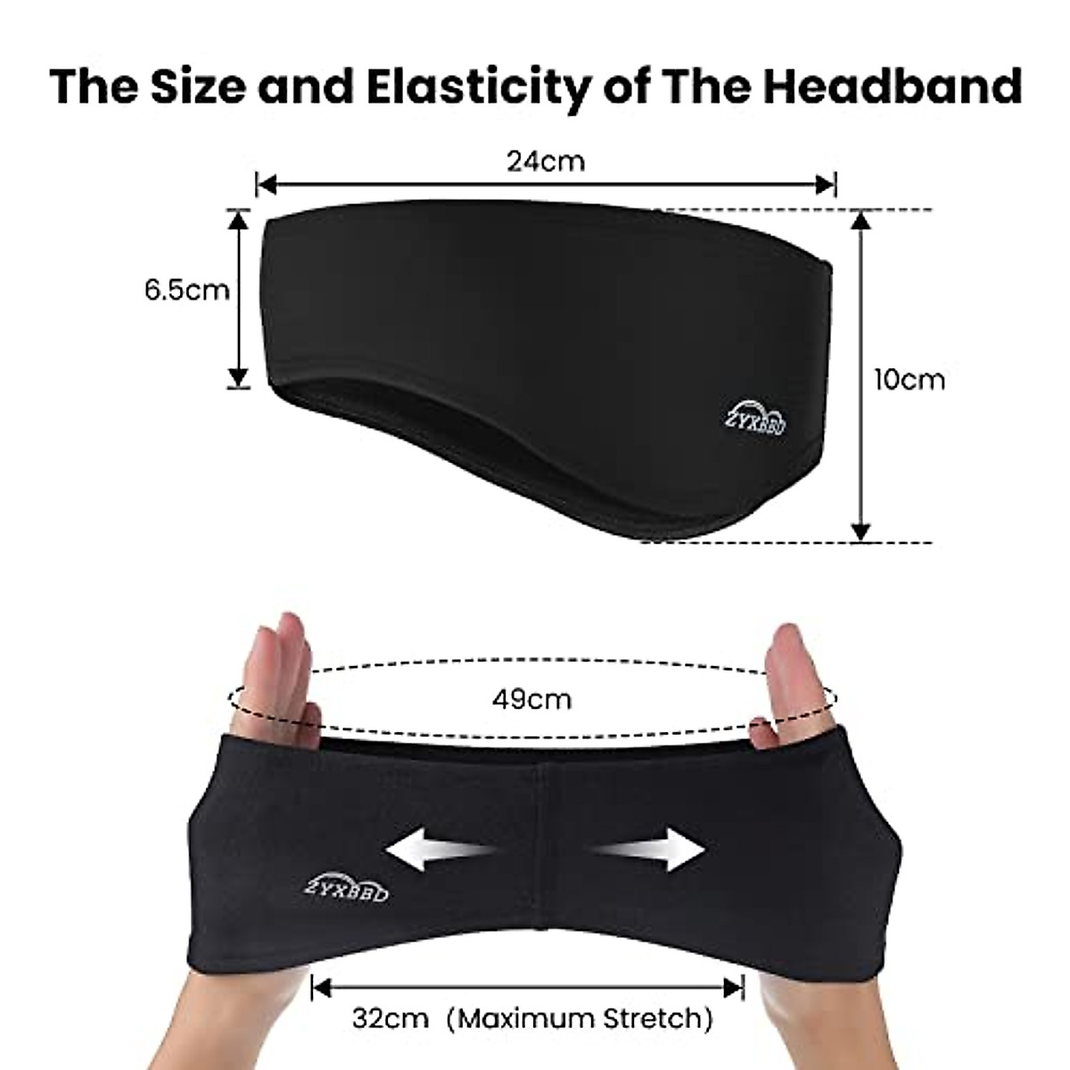 ZYXBBD Ear Warmers for Women and Men-Fleece Winter Ear Warmer Headband Ear Muffs for Jogging Running Hiking Cycling Skiing (Black+Red)