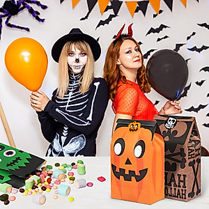 DECORLIFE 40 PCS Cute Halloween Goodie Bags, 8 Style Halloween Treats Bags Party Favor, Trick or Treat, Gifts, Candies, Snacks, Party Supplies, 40 Stickers Included