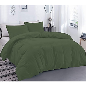 Super King Plus Size (120" x 120") Inch, 3Pcs Duvet Cover Set Zipper Closer & Corner Ties, 800 Thread Count 100% Egyptian Cotton, Duvet Cover Soft and Easy Care - Sage Solid