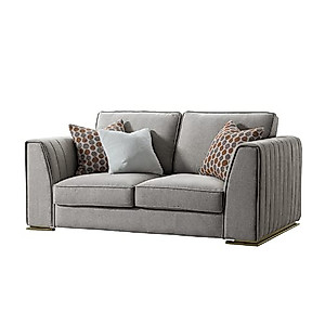 Acanva Luxury Mid Century Modern Linen-Like Living Room Sofa, 66“W, Grey Loveseat