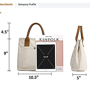 JeHouze Women canvas bags retro casual work handbags Tote lightweight top handle purses (Black)