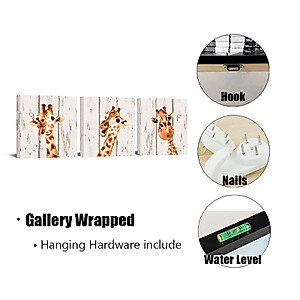 SiMiWOW Funny Giraffe Wall Art Giraffe Painting Kids Children Bedroom Living Room Nursery Wall Decor Framed Ready to Hang 12"x12"x3 Pieces