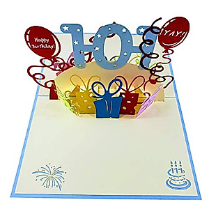 iGifts And Cards Happy 101st Birthday With Lots of Presents 3D Pop Up Greeting Card - Awesome, Cute, Fun, Gift, Unique, Special Occasion, Celebration, Husband, Wife, Best Friend, Congratulations
