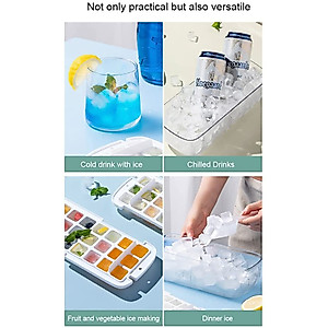 LittleStar Ice Tray with Lid and Bin-Updated Press Plate Easy Release Ice Cubes Double Layers Ice Makers For 48pcs Ice Cubes BPA Free (Blue)