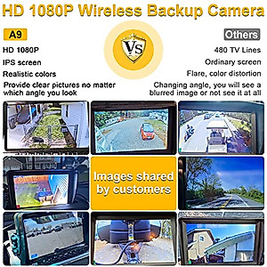 AMTIFO RV Backup Camera Wireless HD 1080P Bluetooth 2 Travel Trailer Rear View Cam System 7 Inch DVR Monitor Truck Camper Infrared Night Vision Reverse Cameras Adapter for Furrion Pre-Wired RVs A9