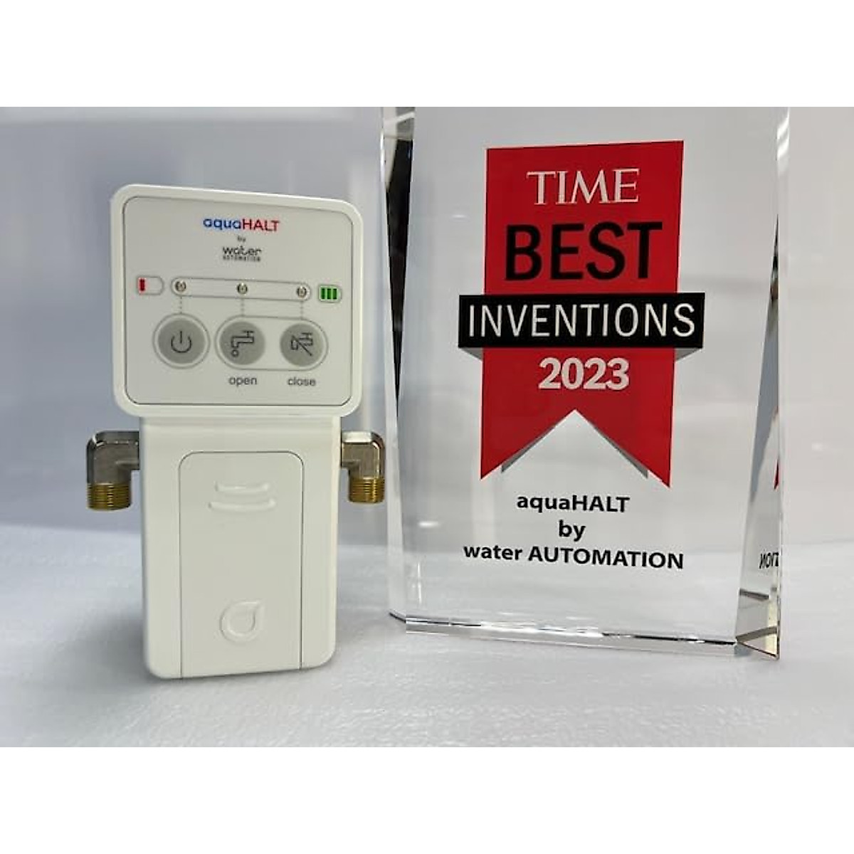 aquaHALT Smart Water Toilet Leak Detector Alarm and Automatic Shut Off Valve - Water Sensor Alarm Shut Off Tool - Easy Installation - Battery Operated - Protect Your Home from Water Damage