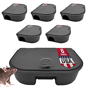 Exterminator’s Choice - Mice Bait Station - Includes Six Small Bait Station and One Key - Heavy Duty Bait Box - Durable and Discreet