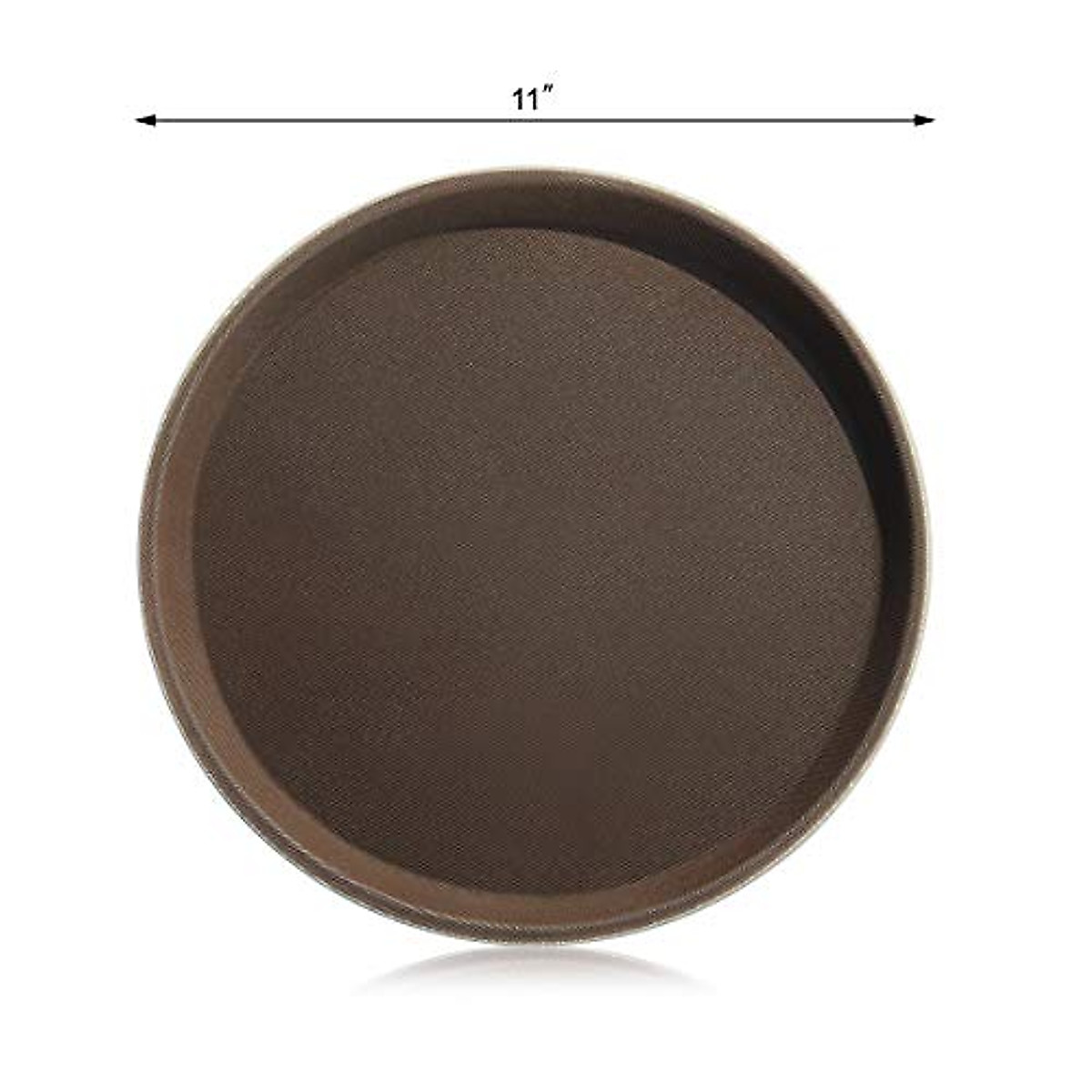 New Star Foodservice 24944 Restaurant Grade Non-Slip Tray, Plastic, Rubber Lined, Round (11-Inch, Brown)