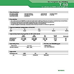 KISWEL ER70S-6 Mild Steel TIG Welding Filler Rods 1/16" x 36" 2LBS