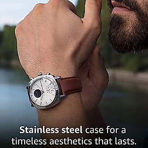 Pininfarina Senso Hybrid Smartwatch - Moonlight Silver ¡V 24/7 Activity, Sleep, Fitness, Sports, Heart Rate Tracking, Smartphone Notification, E-Compass, and Connected GPS