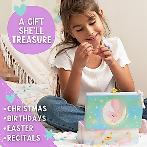 Giggle & Honey Musical Unicorn Jewelry Box for Girls - Kids Jewelry Box with Spinning Unicorn, Unicorn Gifts for Girls, Unicorn Toys - 6 x 4.7 x 3.5 in