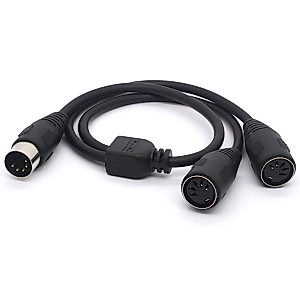 GLHONG MIDI Splitter Cable, MIDI 5 Pin DIN Plug Male to 2 DIN Female Smartphone AUX Headphone Stereo Jack Adapter Y Input Cable for MIDI Keyboard, Electric Piano, Synthesizer, MIDI Guitar