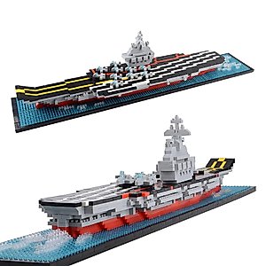 Geniteen Building Blocks Set Aircraft Carrier Model Micro Mini Blocks 1300 Pieces Building Bricks