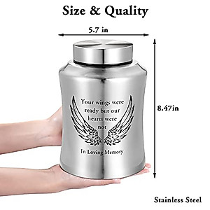 Urns for Ashes Decorative Urns for Adult Human Ashes Large Stainless Steel Cremation Urns for Human Ashes Up to 220 lbs