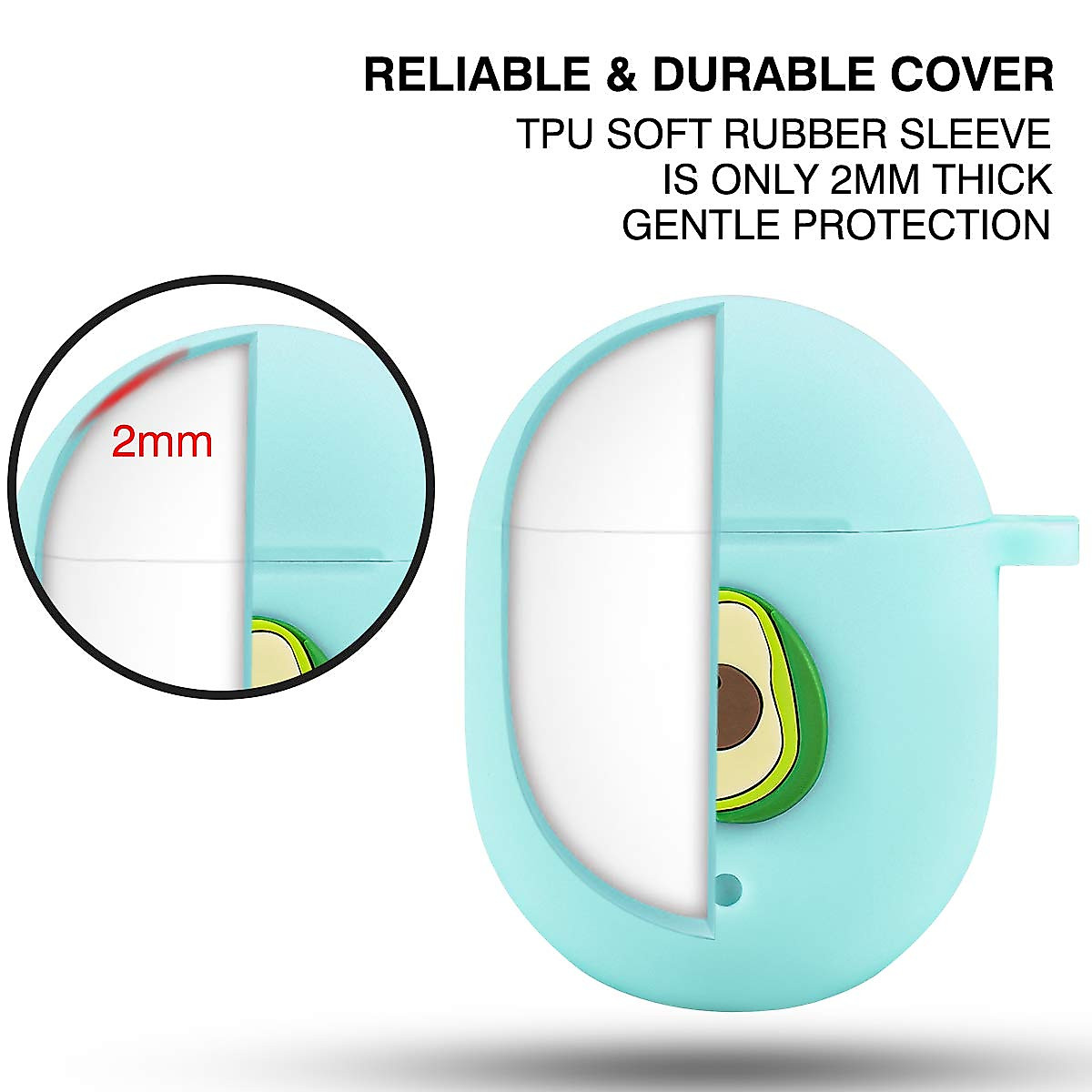 Newseego for Google Pixel Buds 2(2020) Case, Cute 3D Funny Protective Cover Soft Silicone Cartoon Shockproof Case for Google Buds 2 with Keychain Fashion Design Support Wireless Charging-Avocado